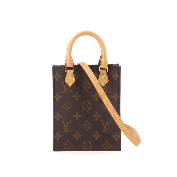 Louis Vuitton | Bags | Louis Vuitton Monogram Petit Sac Plat 2way Hand Shoulder Bag Brown Rfid ...